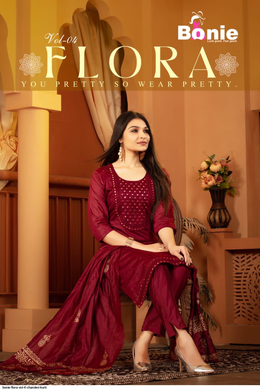BONIE FLORA vol 4 CHANDERI kurti