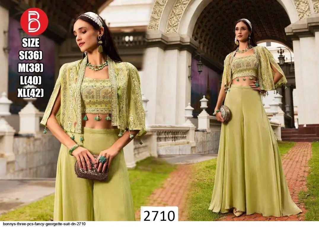 BONNYS THREE PCS FANCY GEORGETTE SUIT DN 2710