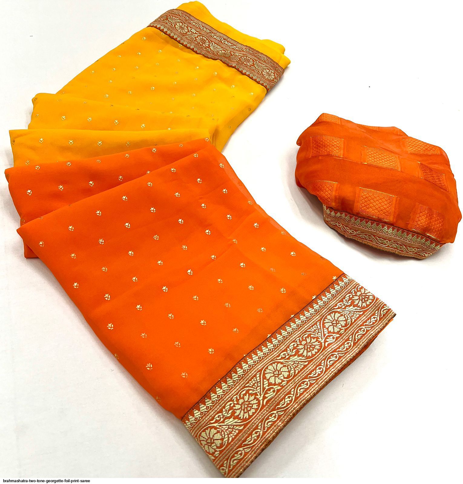 Brahmashatra Two Tone GEORGETTE Foil Print SAREE