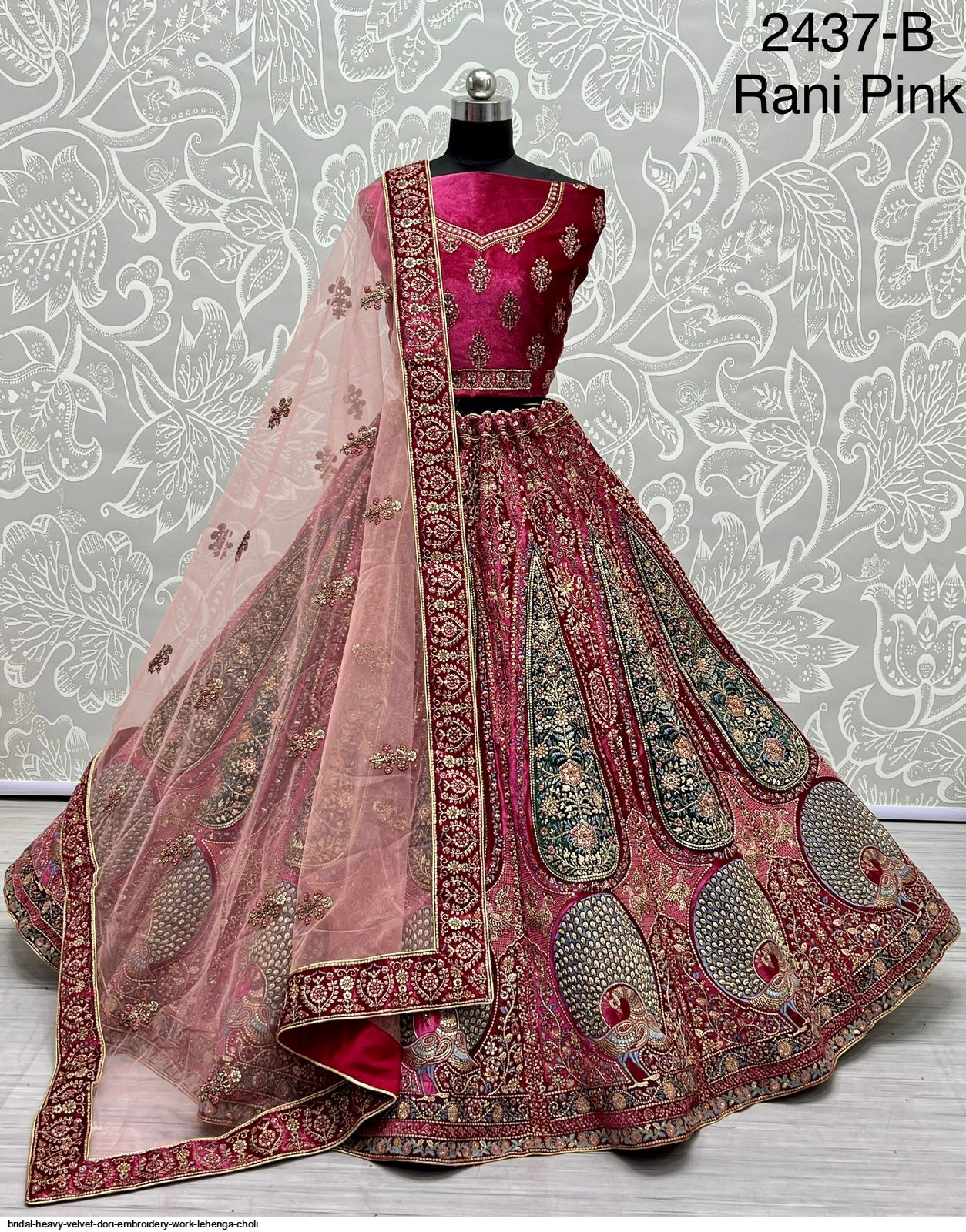 bridal heavy velvet dori embroidery work lehenga choli