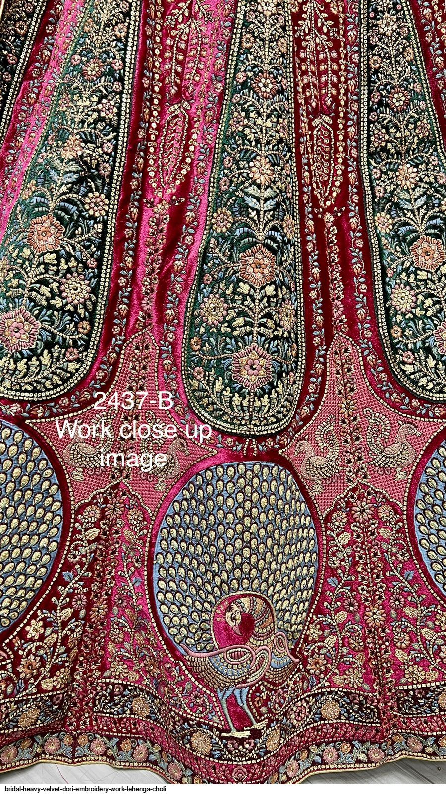 bridal heavy velvet dori embroidery work lehenga choli