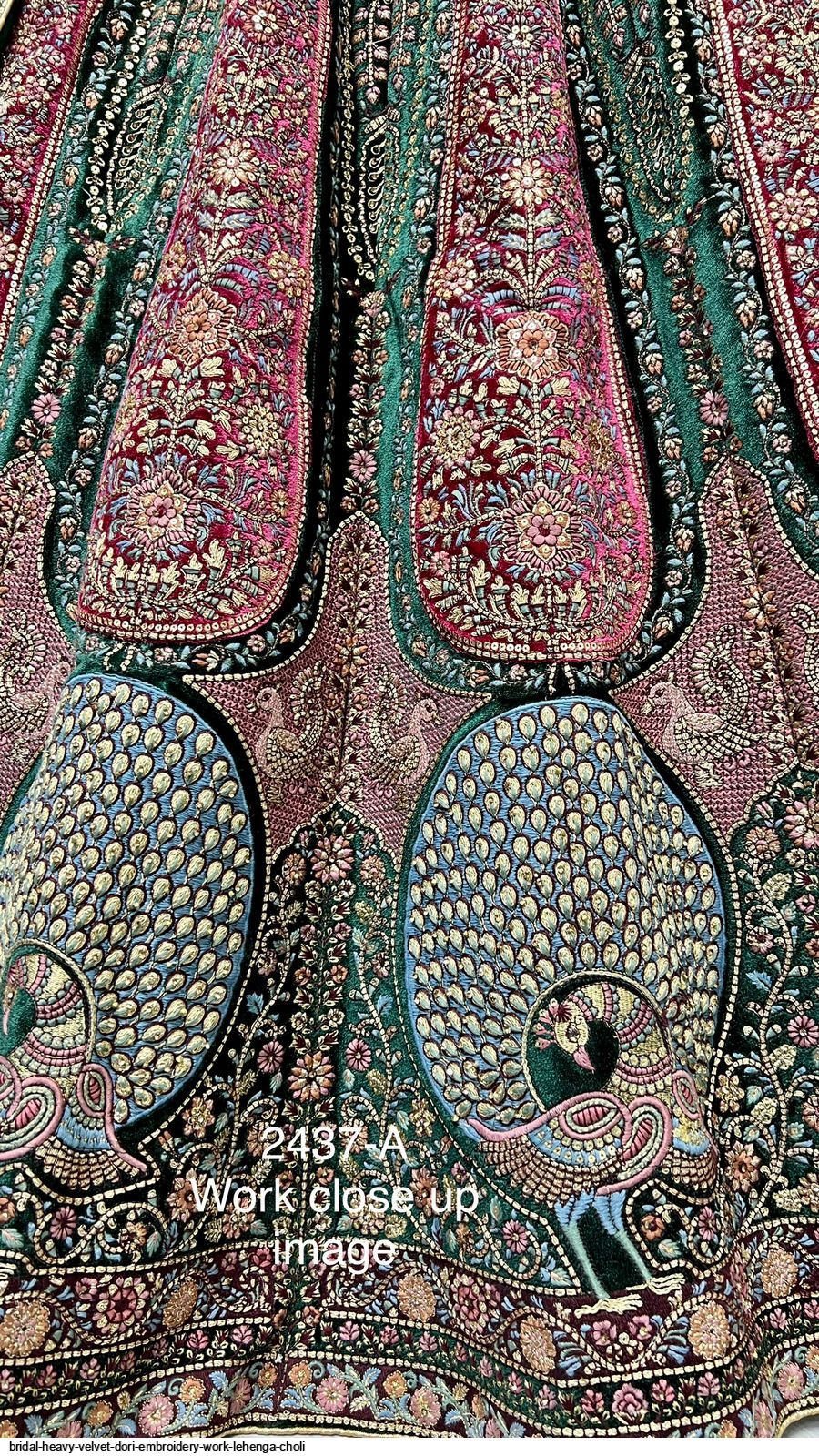 bridal heavy velvet dori embroidery work lehenga choli