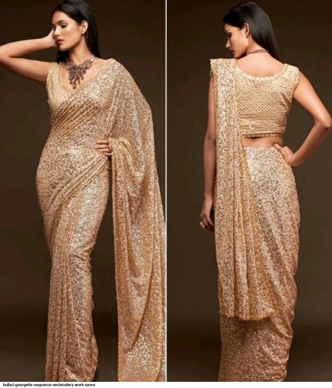 BULBUL GEORGETTE SEQUENCE EMBROIDERY WORK SAREE