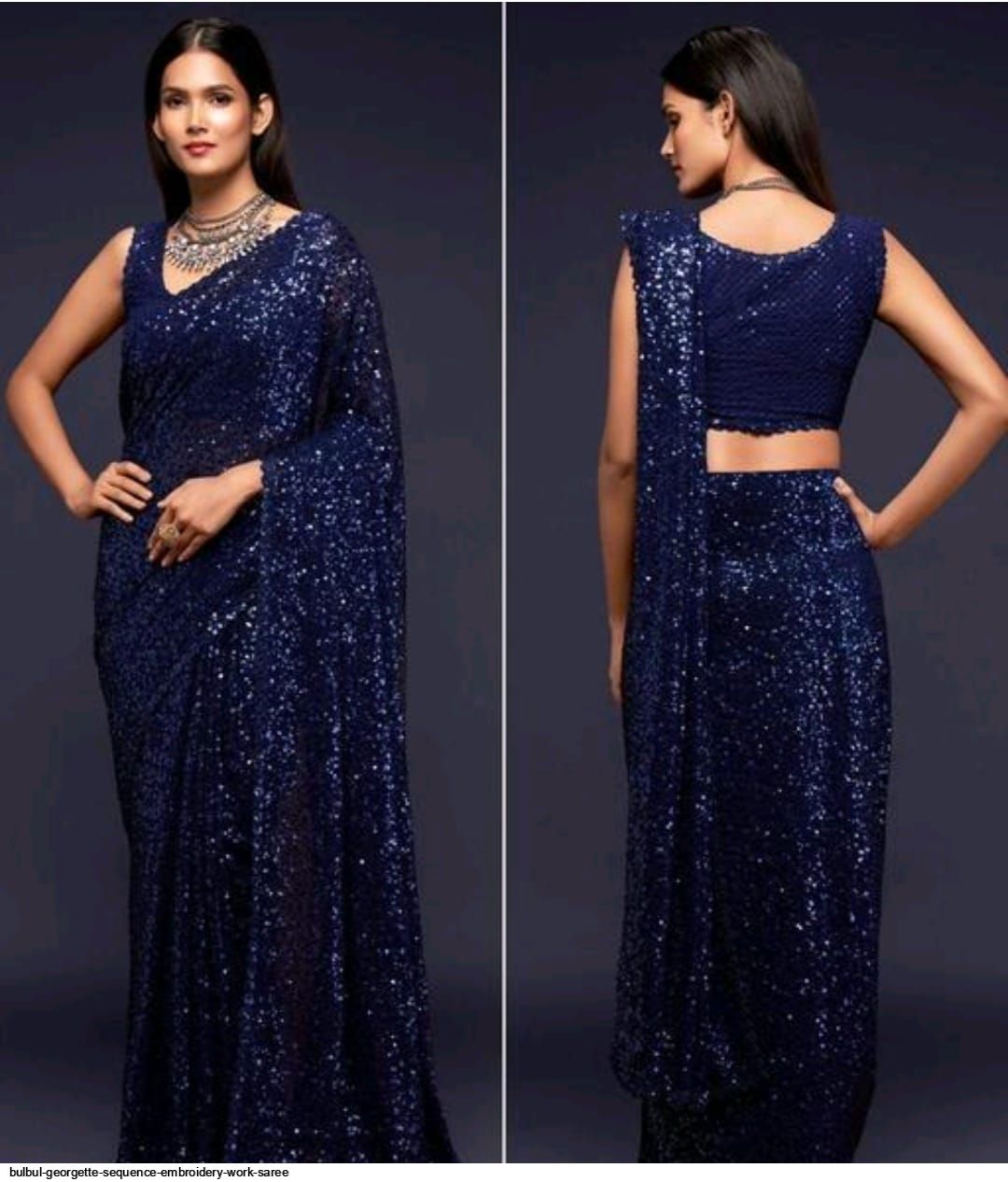 BULBUL GEORGETTE SEQUENCE EMBROIDERY WORK SAREE