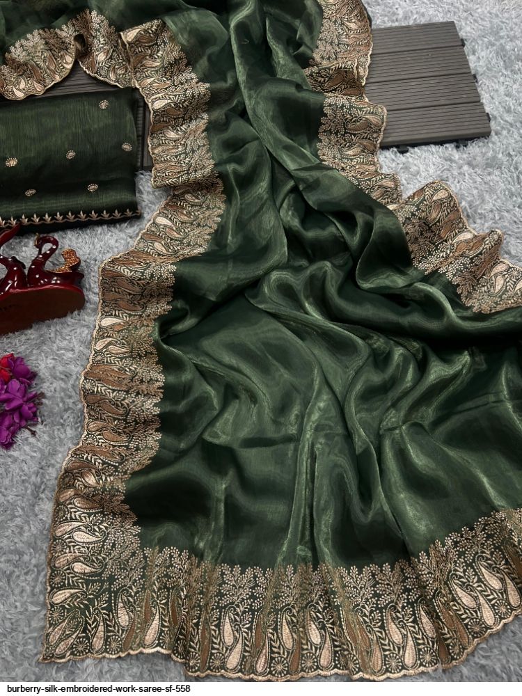 BURBERRY SILK EMBROIDERED WORK SAREE SF-558
