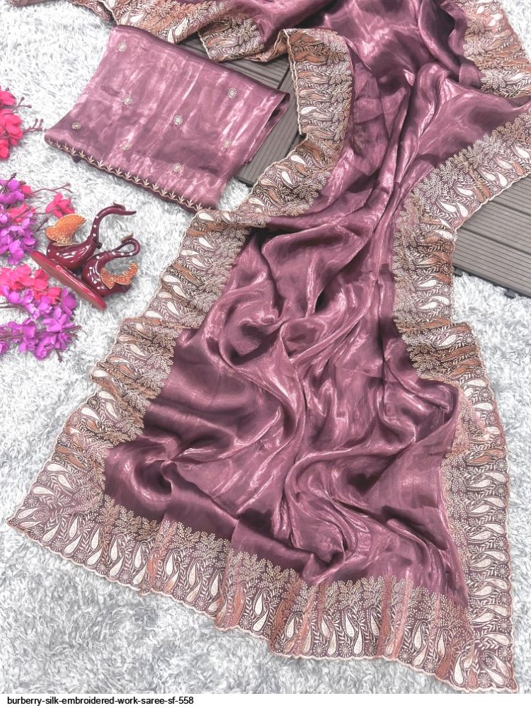 BURBERRY SILK EMBROIDERED WORK SAREE SF-558
