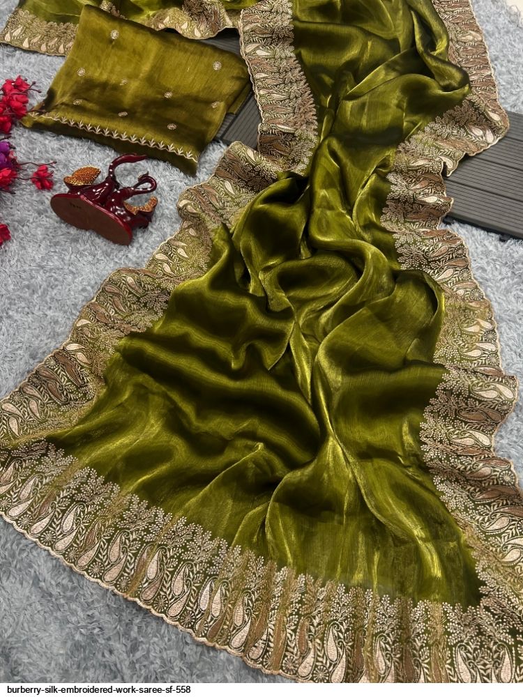 BURBERRY SILK EMBROIDERED WORK SAREE SF-558