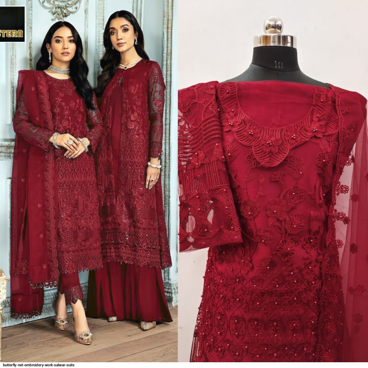 Butterfly Net Embroidery Work SALWAR SUITS