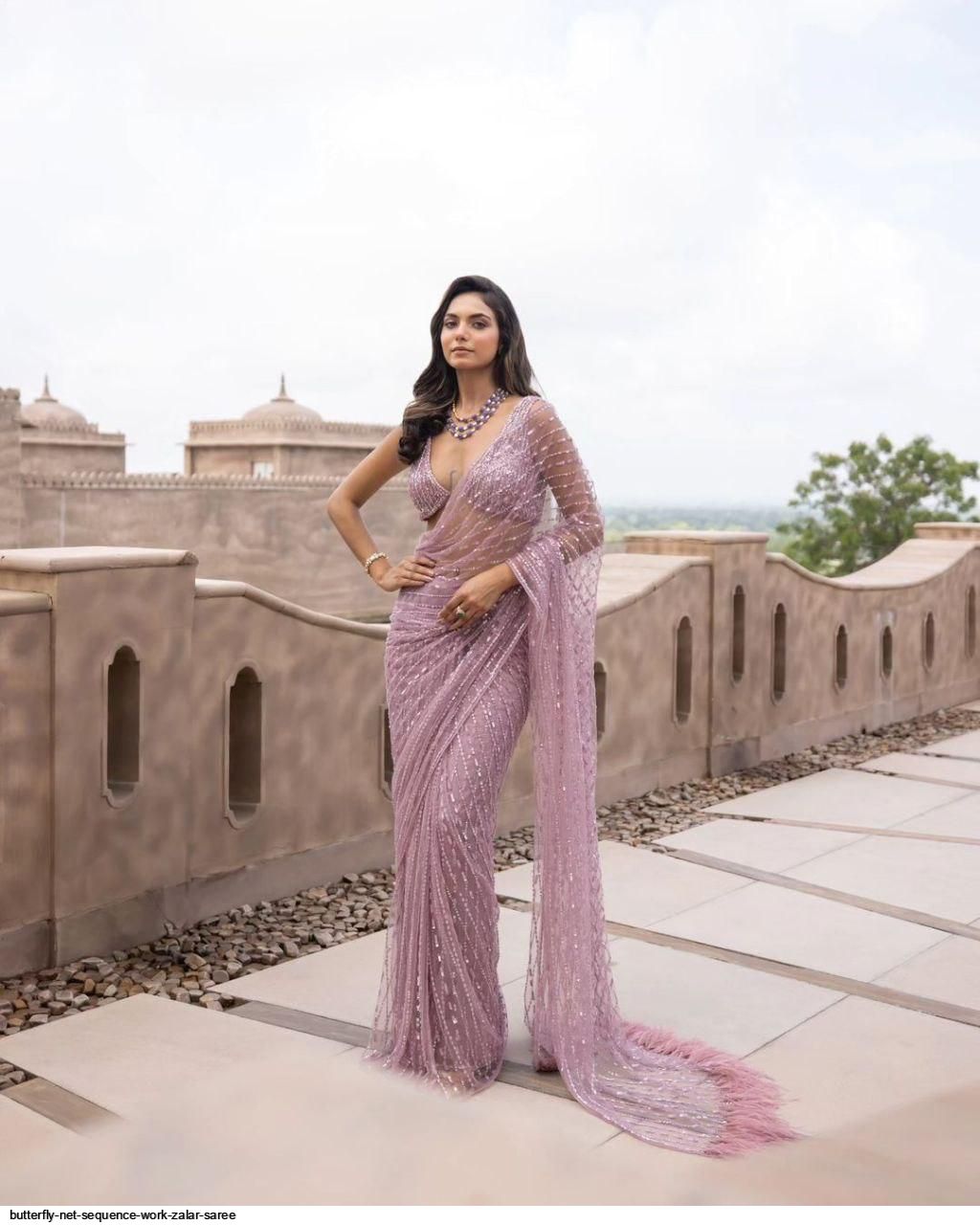 BUTTERFLY NET SEQUENCE WORK ZALAR SAREE