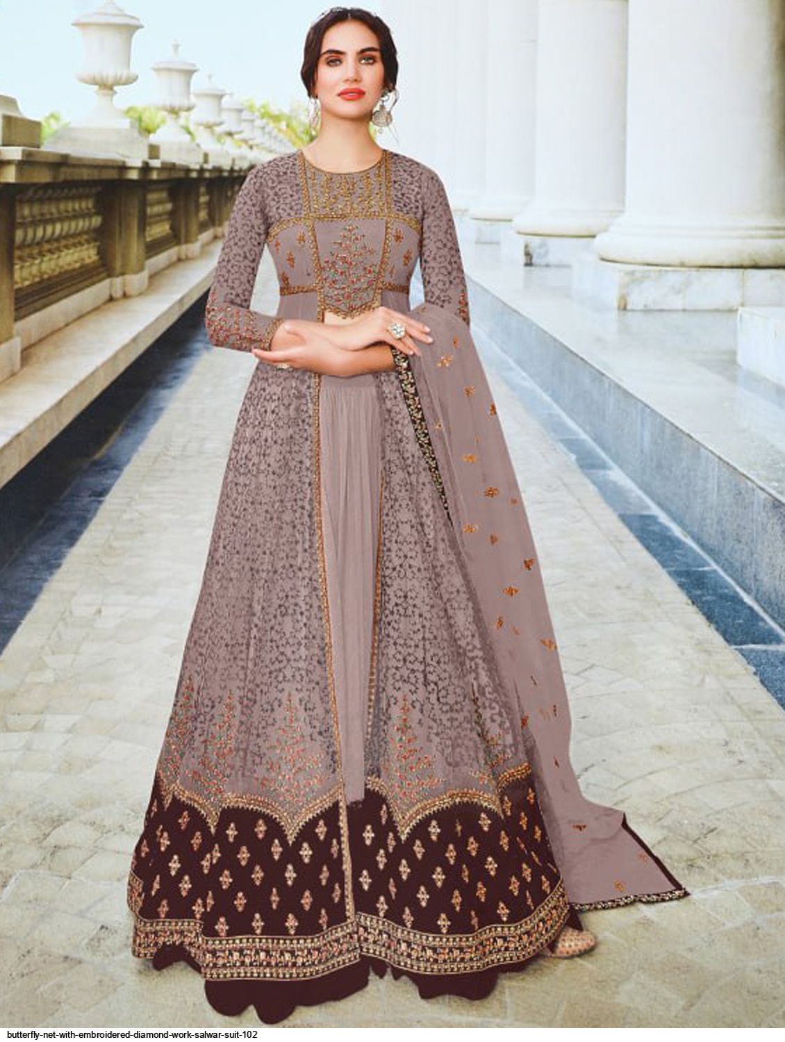 Butterfly Net With Embroidered Diamond WORK salwar suit 102