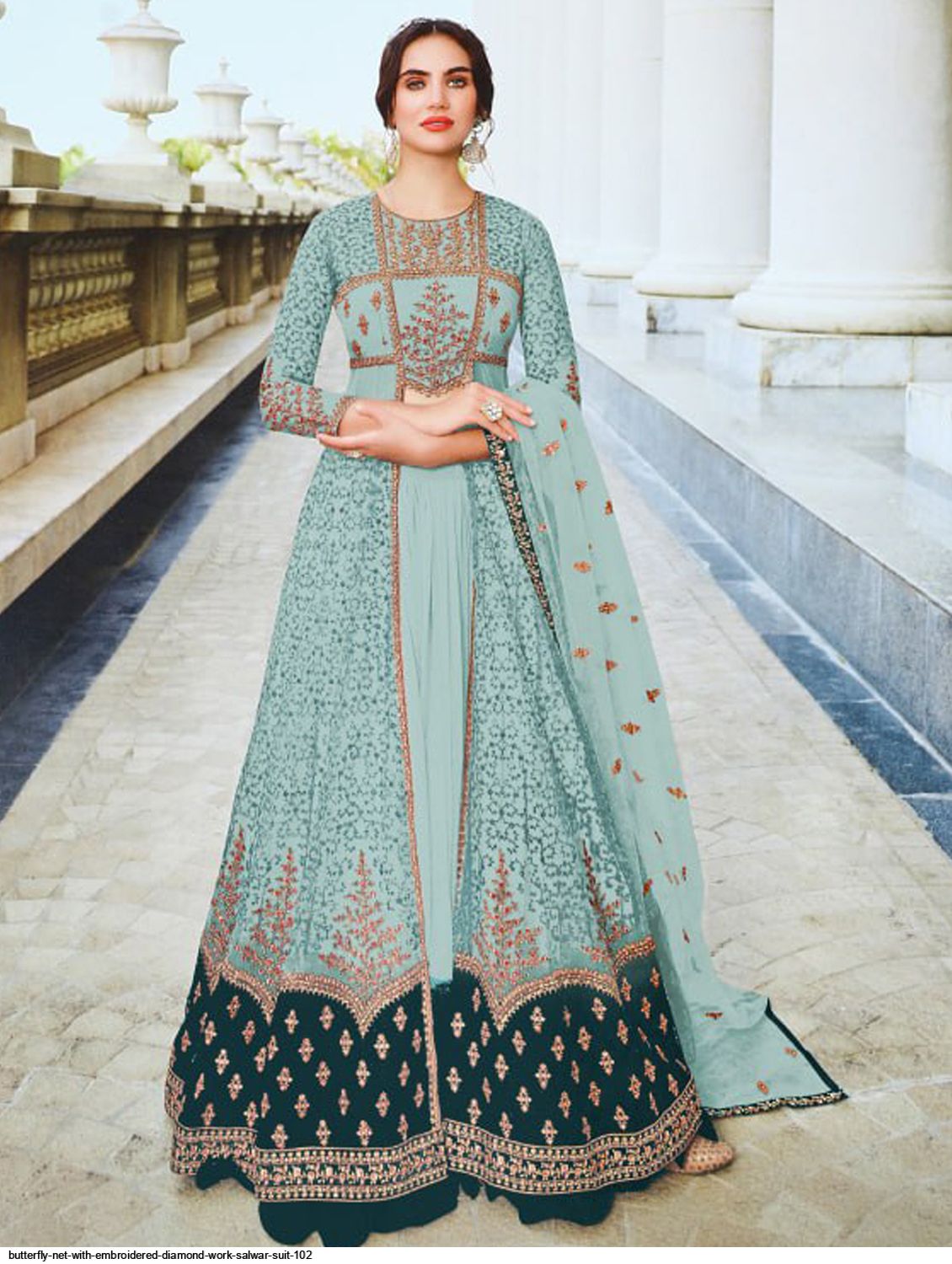 Butterfly Net With Embroidered Diamond WORK salwar suit 102