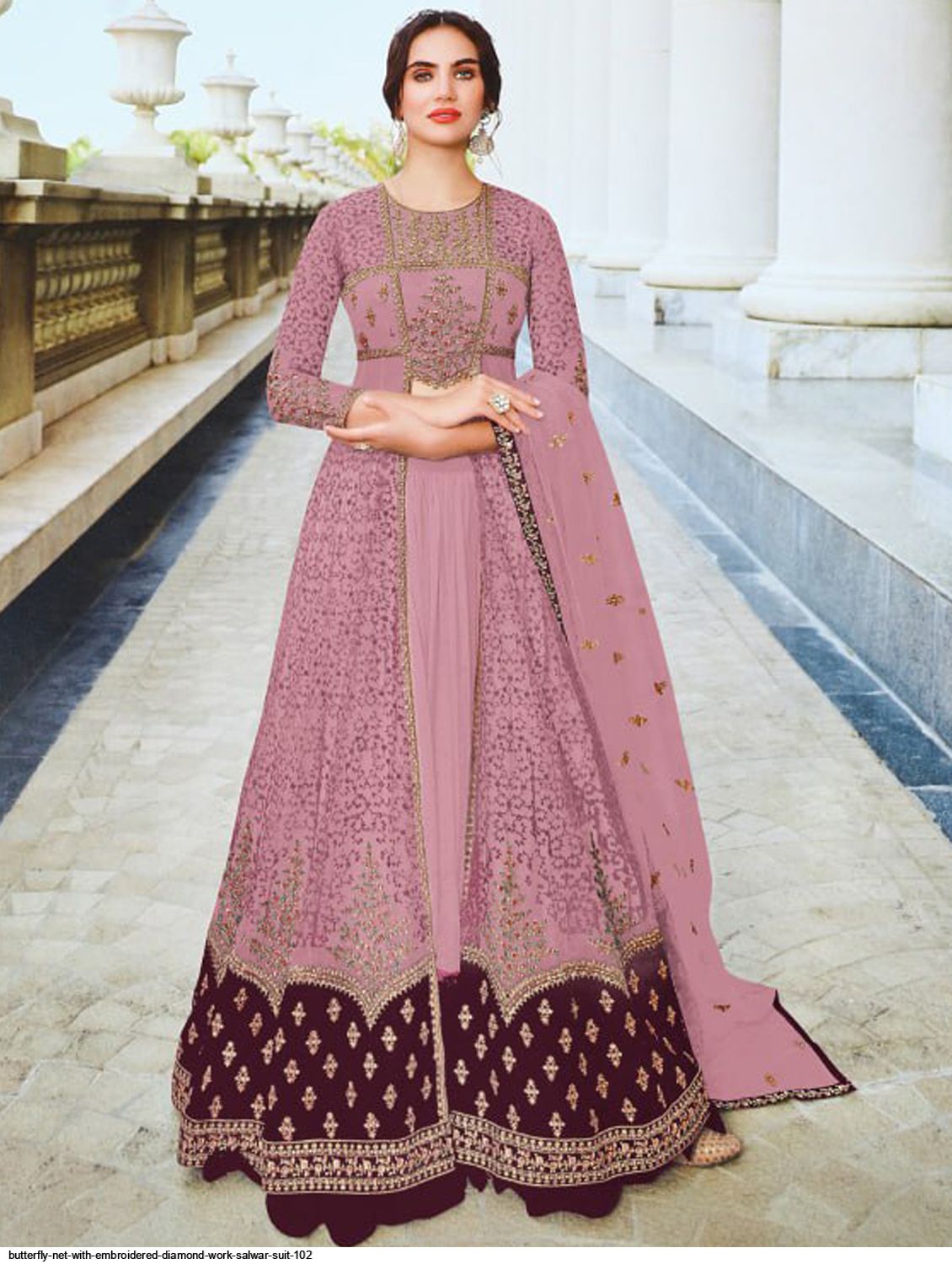 Butterfly Net With Embroidered Diamond WORK salwar suit 102