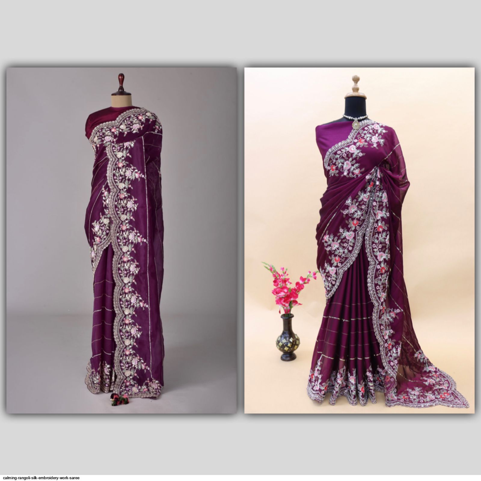 Calming RANGOLI SILK EMBROIDERY WORK SAREE