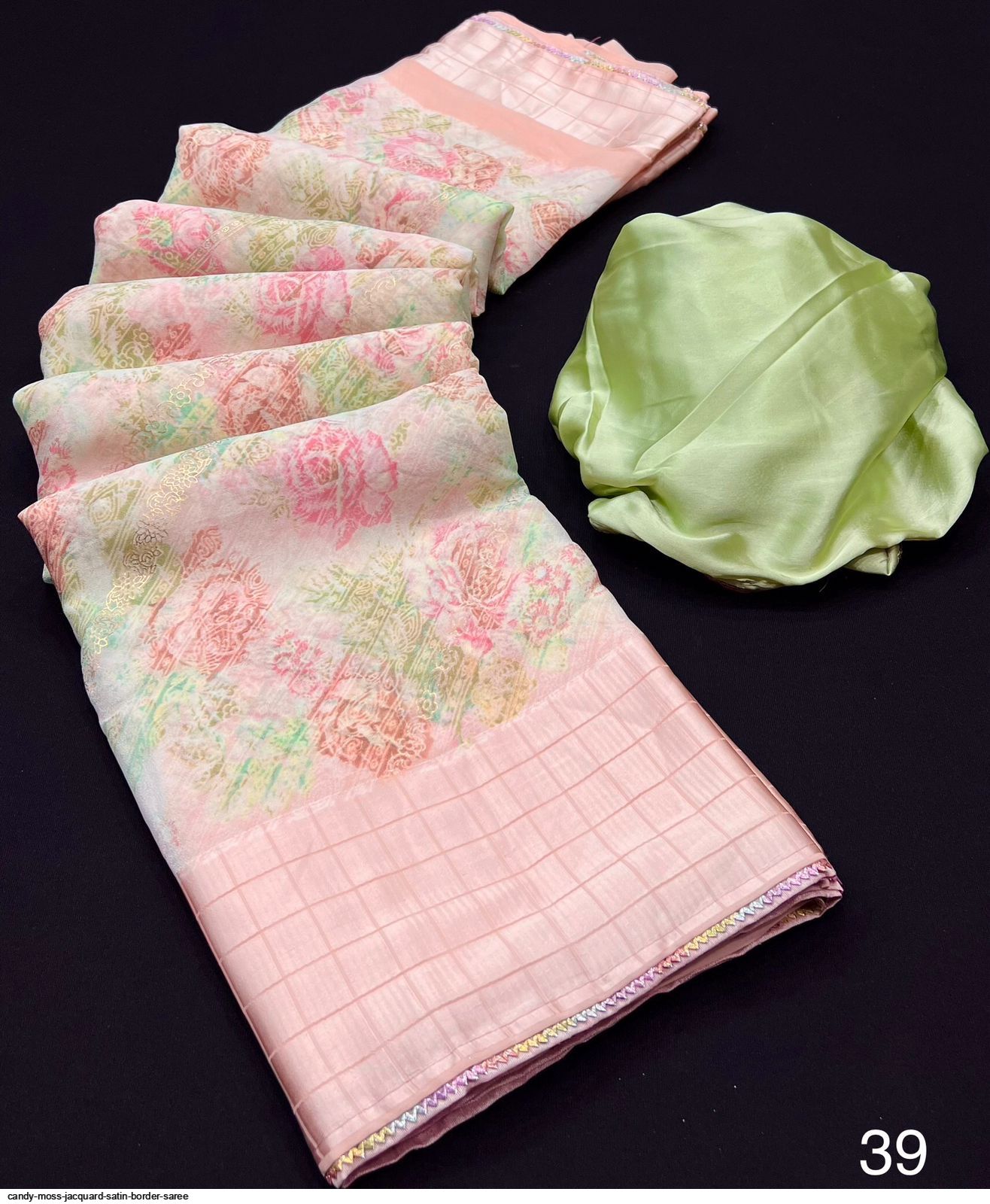 Candy Moss Jacquard Satin Border saree