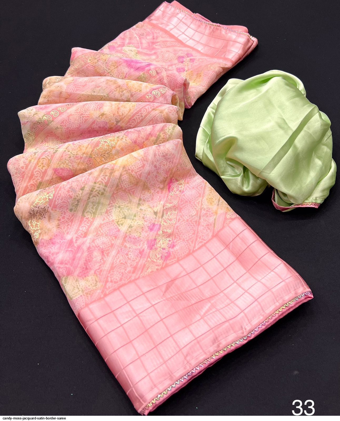 Candy Moss Jacquard Satin Border saree