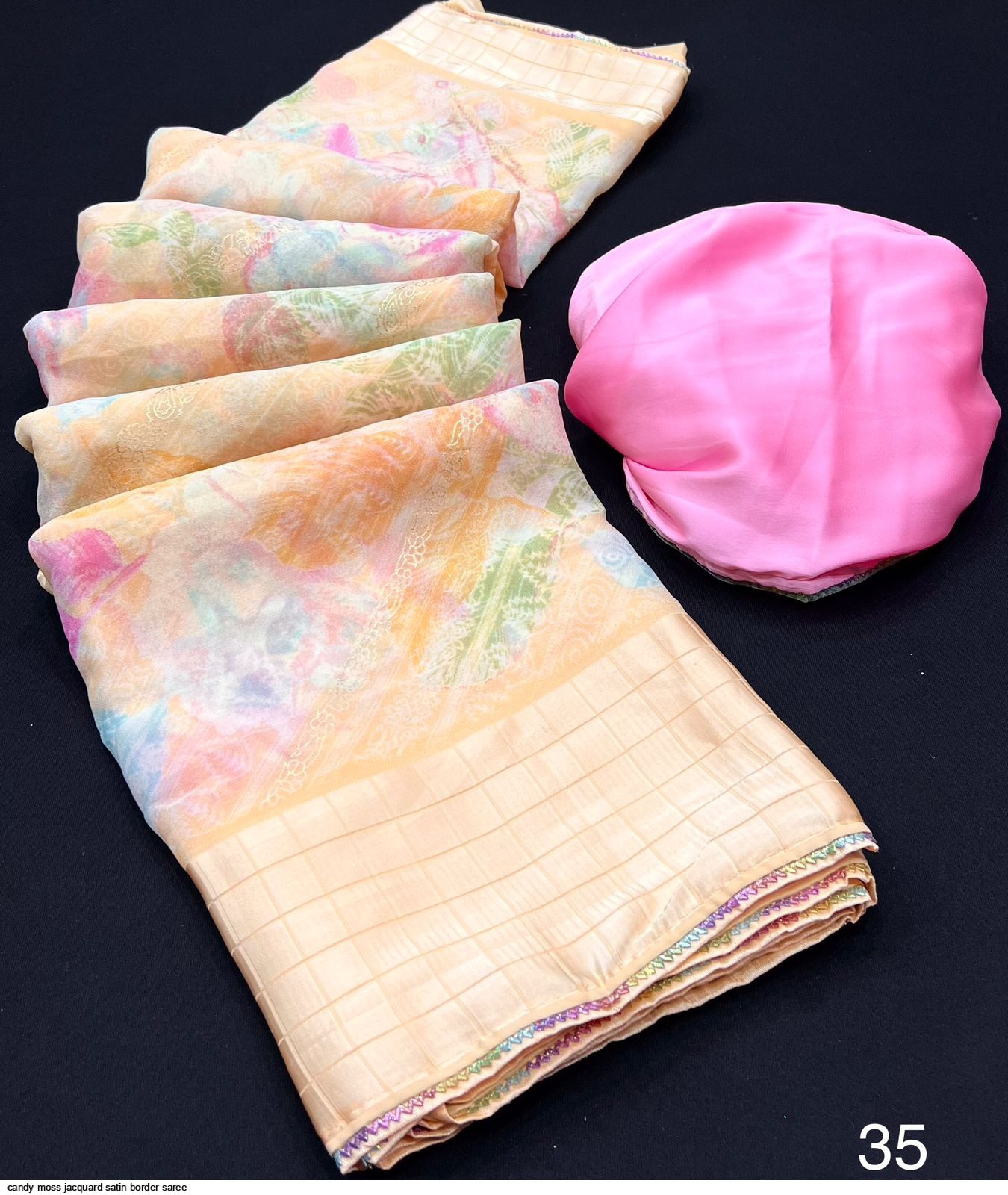 Candy Moss Jacquard Satin Border saree