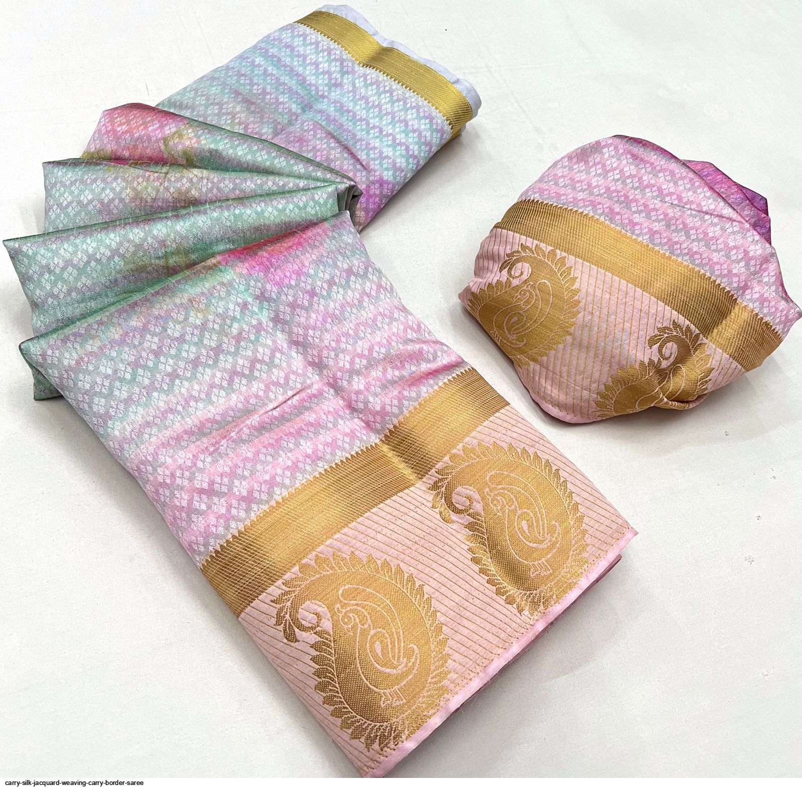 Carry Silk Jacquard Weaving Carry Border saree