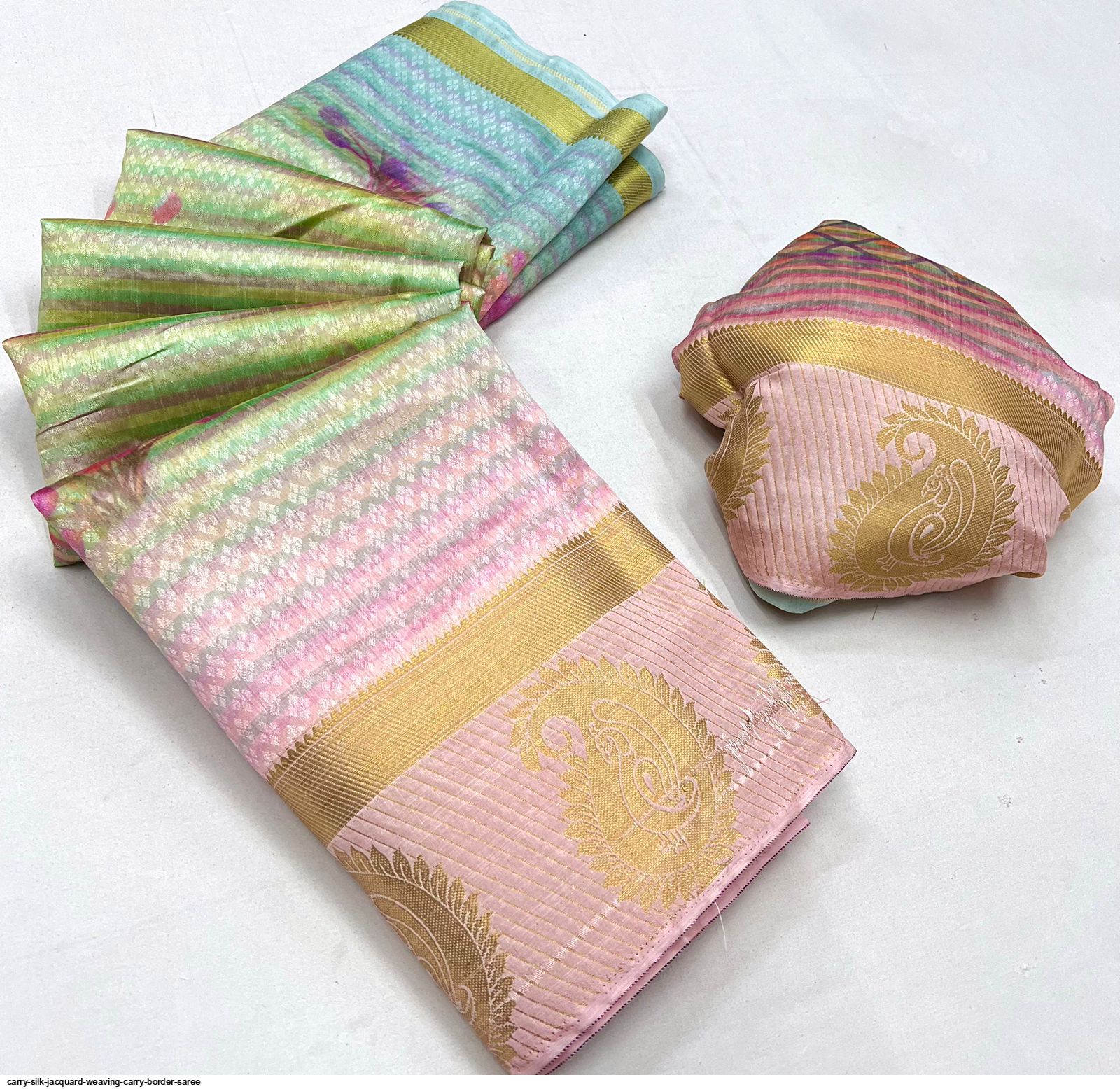 Carry Silk Jacquard Weaving Carry Border saree