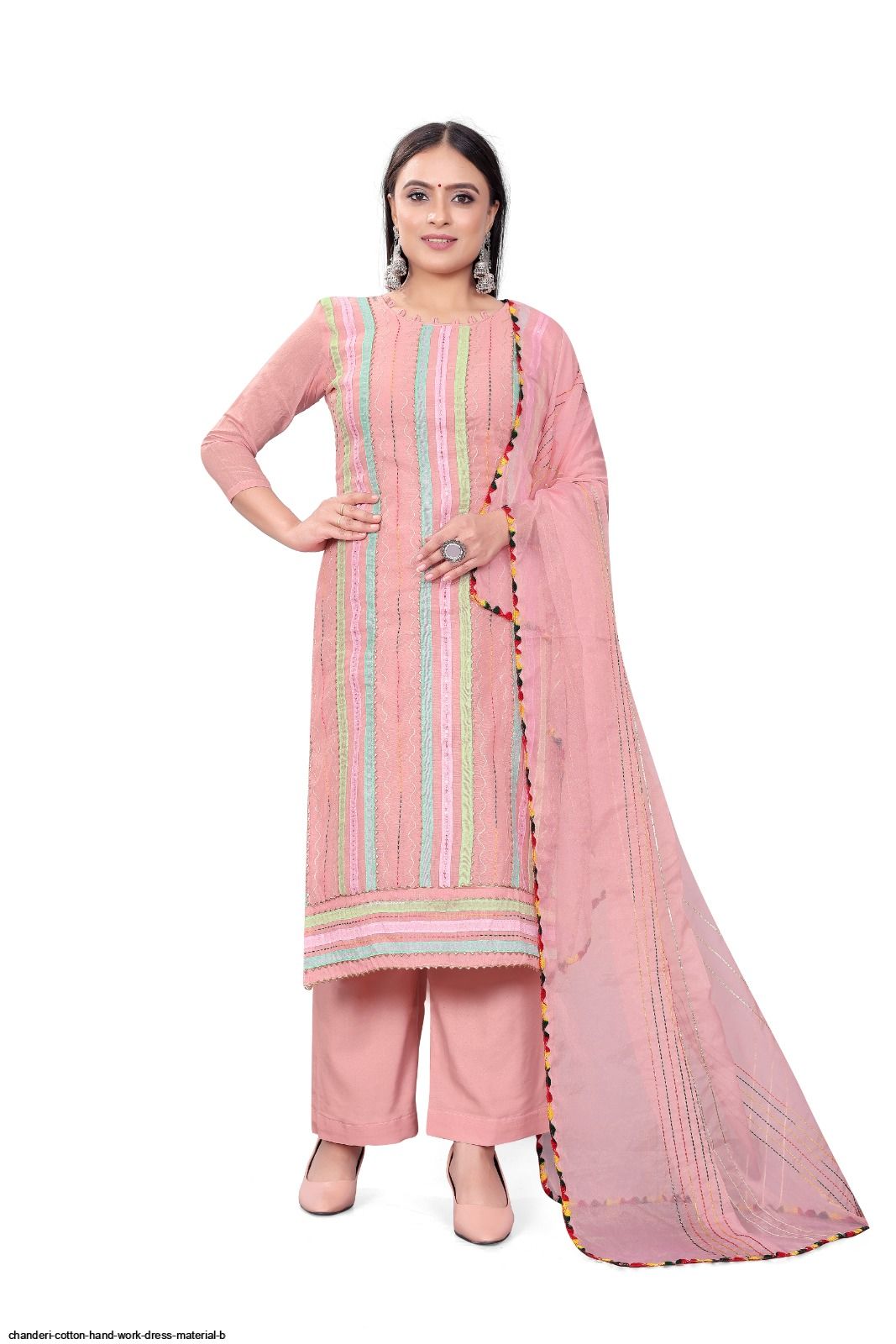 chanderi-cotton-hand-work-dress material-b