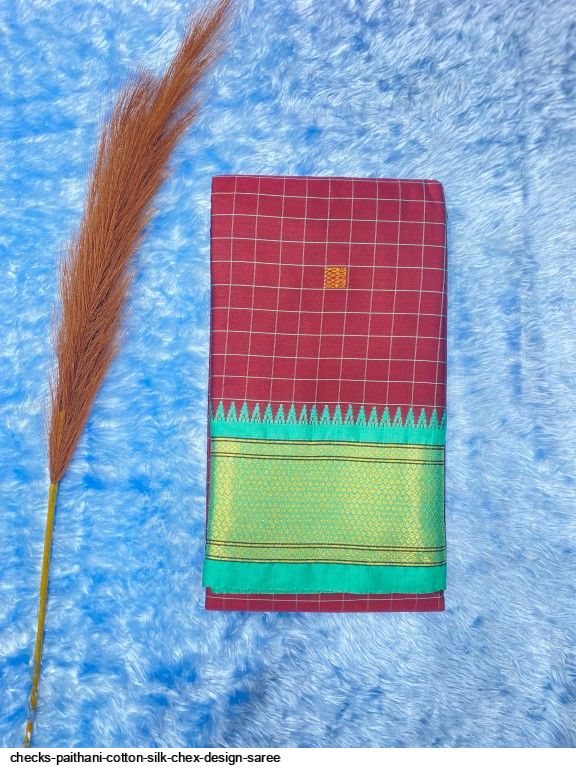 Checks paithani cotton silk chex design saree