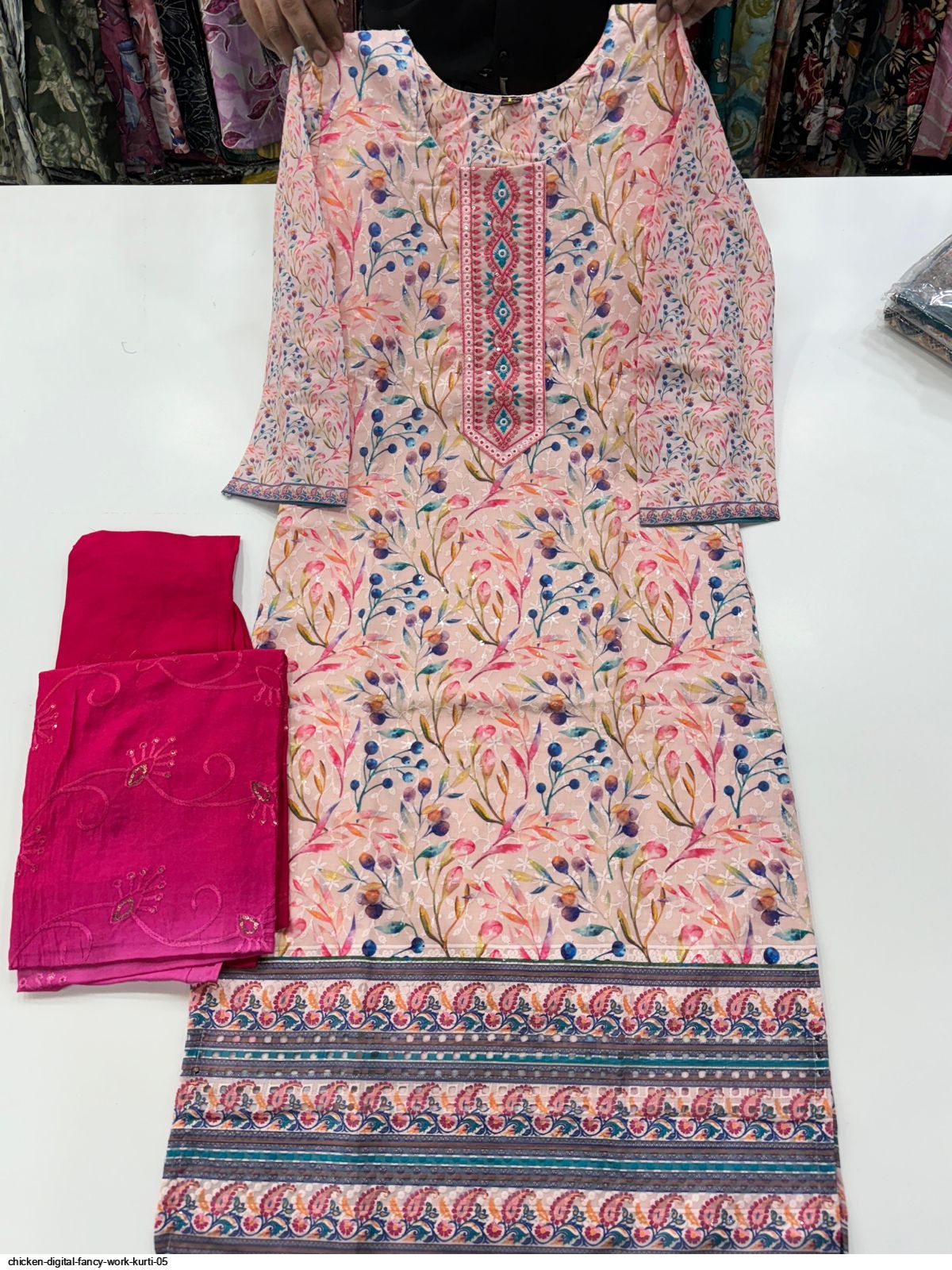 CHICKEN DIGITAL FANCY WORK kurti 05
