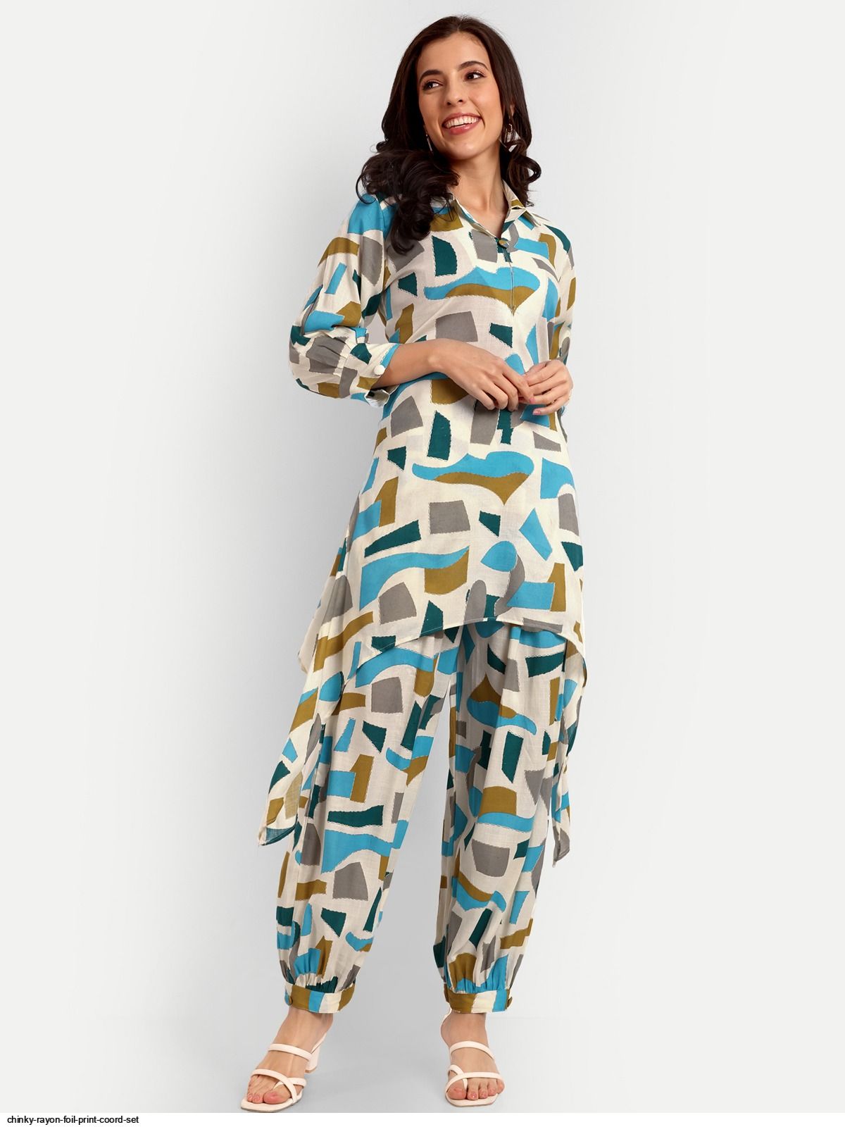 CHINKY RAYON FOIL PRINT COORD SET