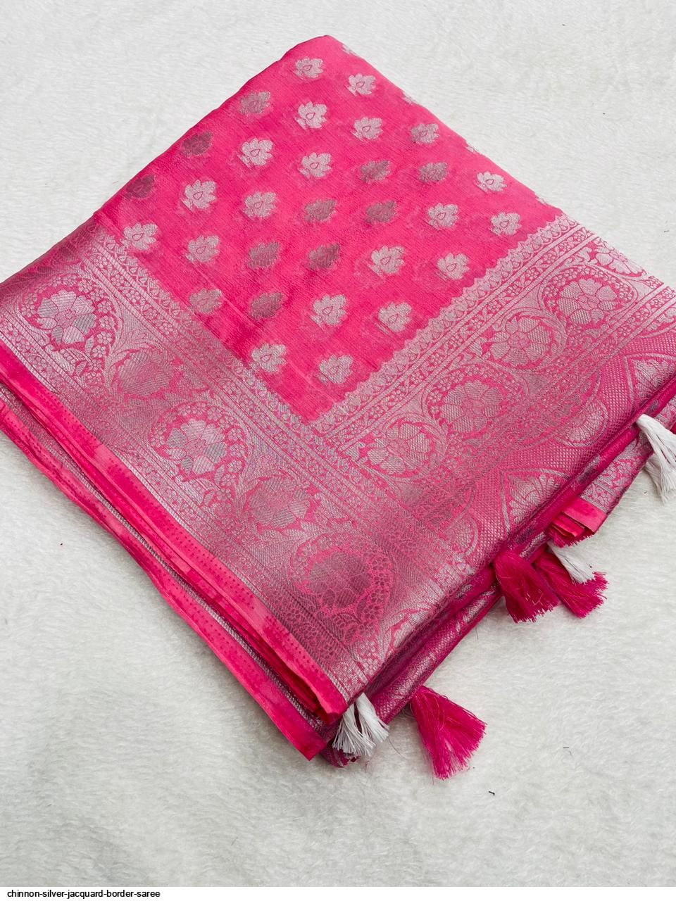 CHINNON SILVER JACQUARD BORDER SAREE