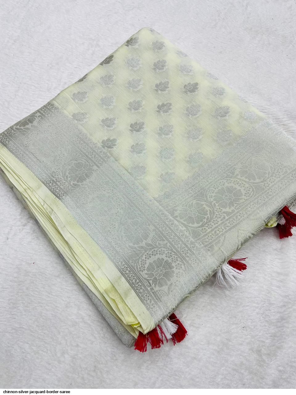 CHINNON SILVER JACQUARD BORDER SAREE