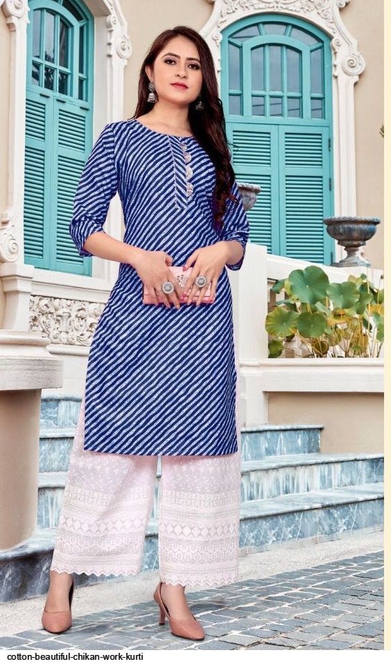 Cotton BEAUTIFUL Chikan WORK KURTI