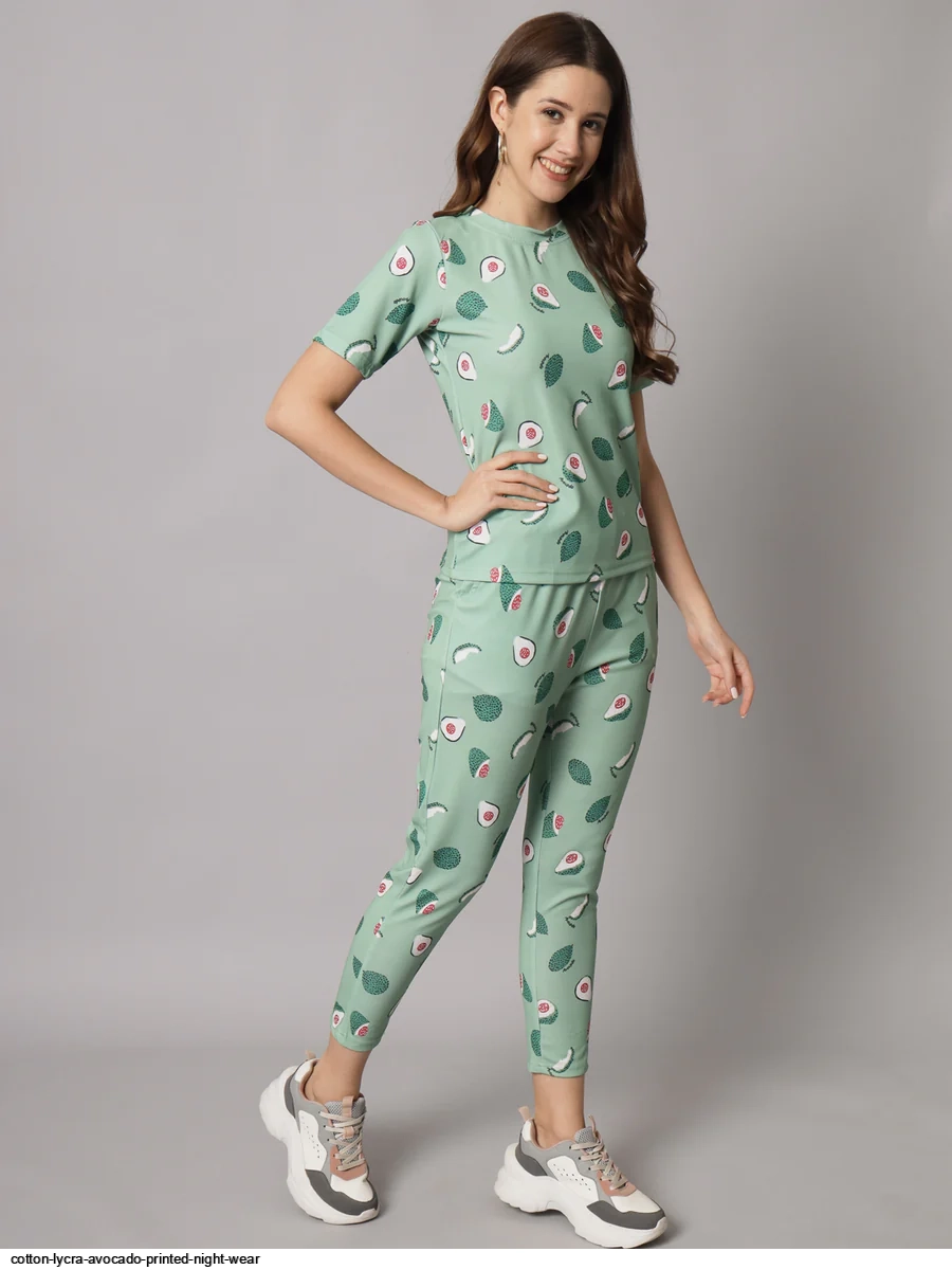 COTTON Lycra Avocado PRINTED NIGHT WEAR