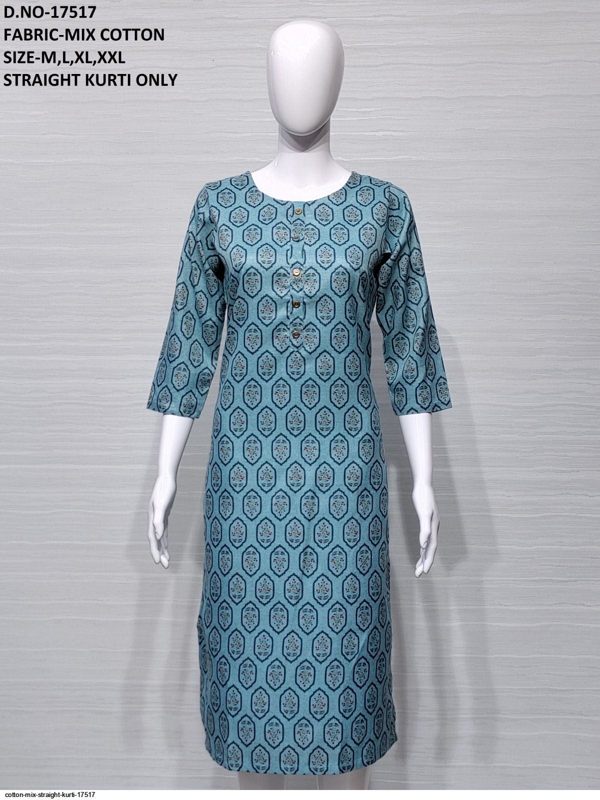 COTTON MIX STRAIGHT KURTI 17517