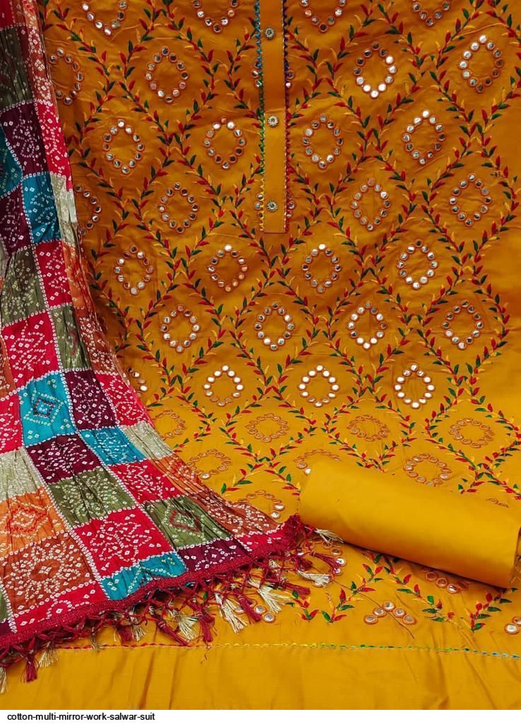COTTON MULTI MIRROR WORK SALWAR SUIT
