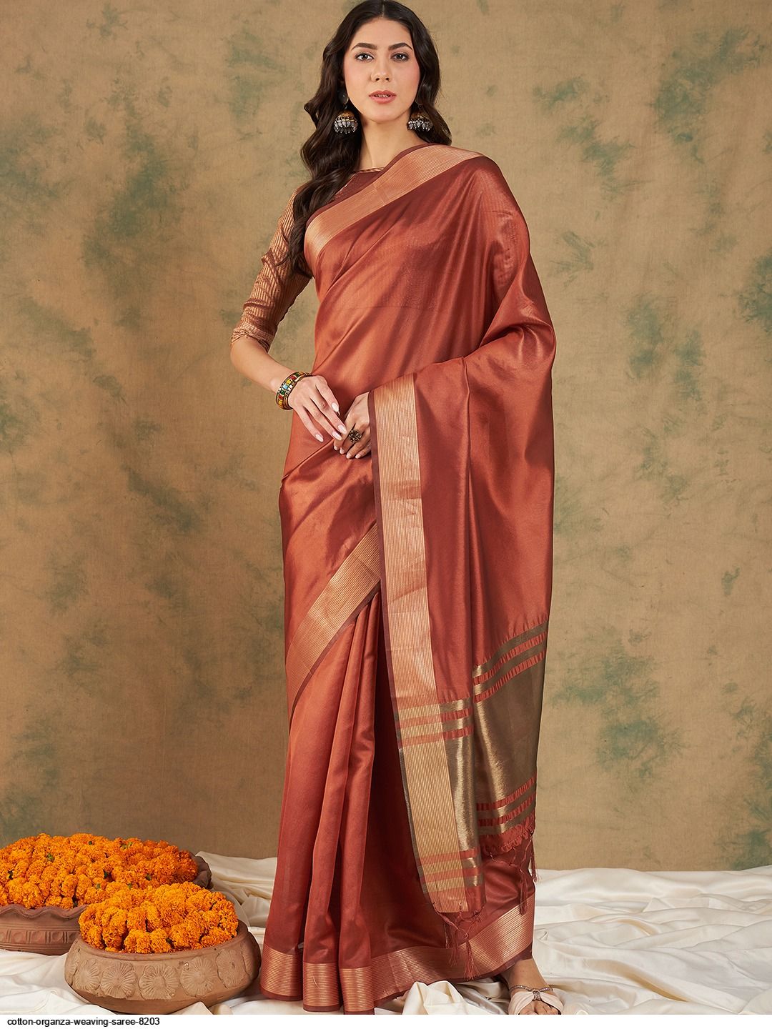 COTTON ORGANZA WEAVING SAREE 8203
