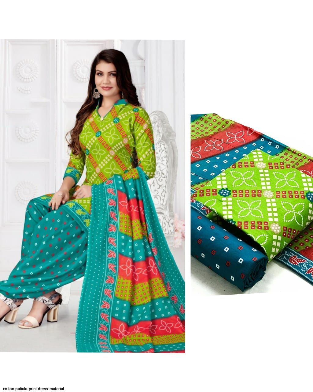 COTTON PATIALA PRINT dress material