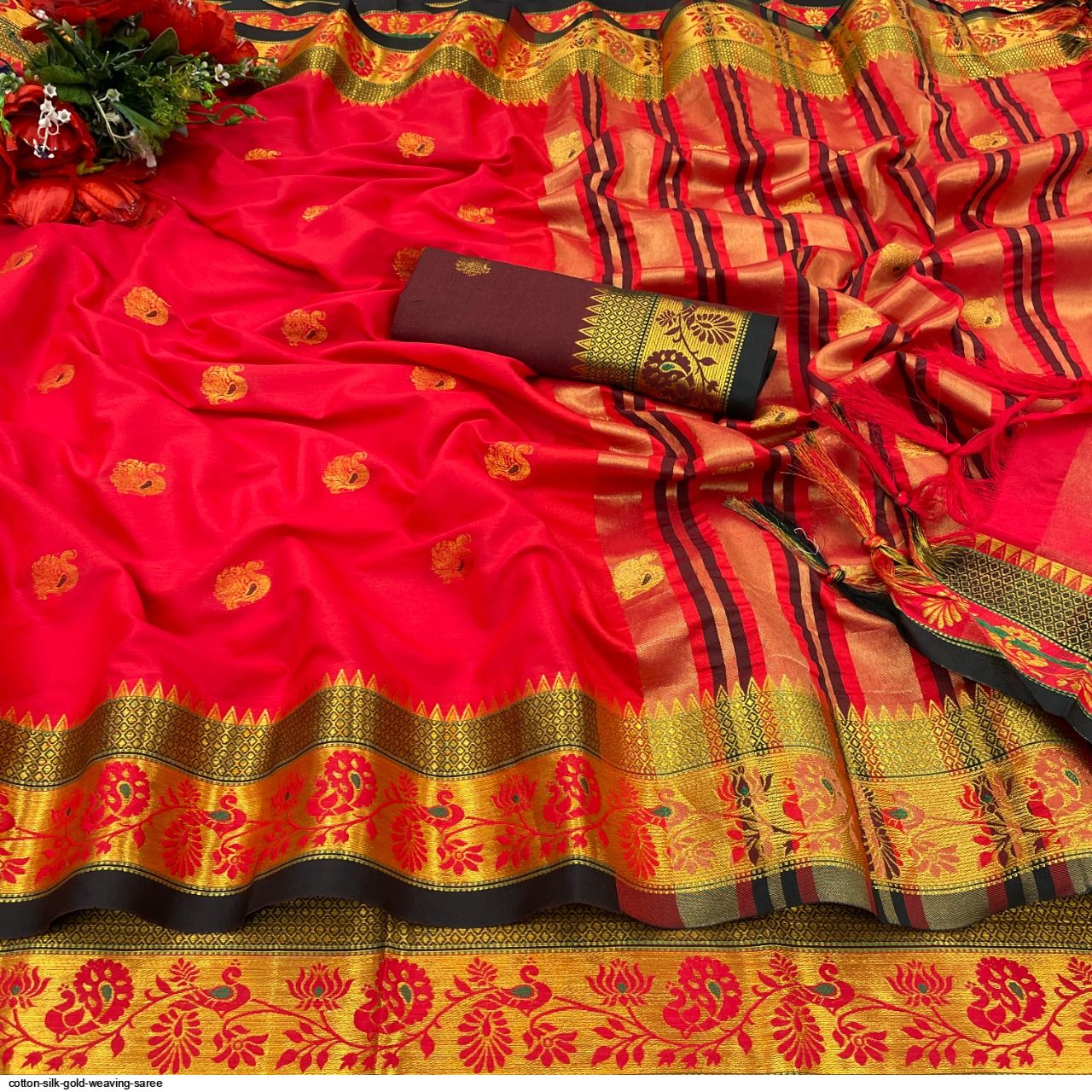 cotton silk gold weaving saree
