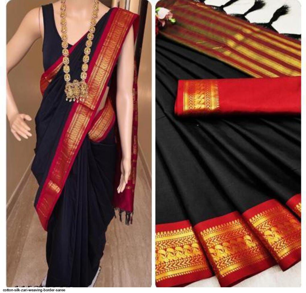 COTTON SILK ZARI WEAVING border SAREE