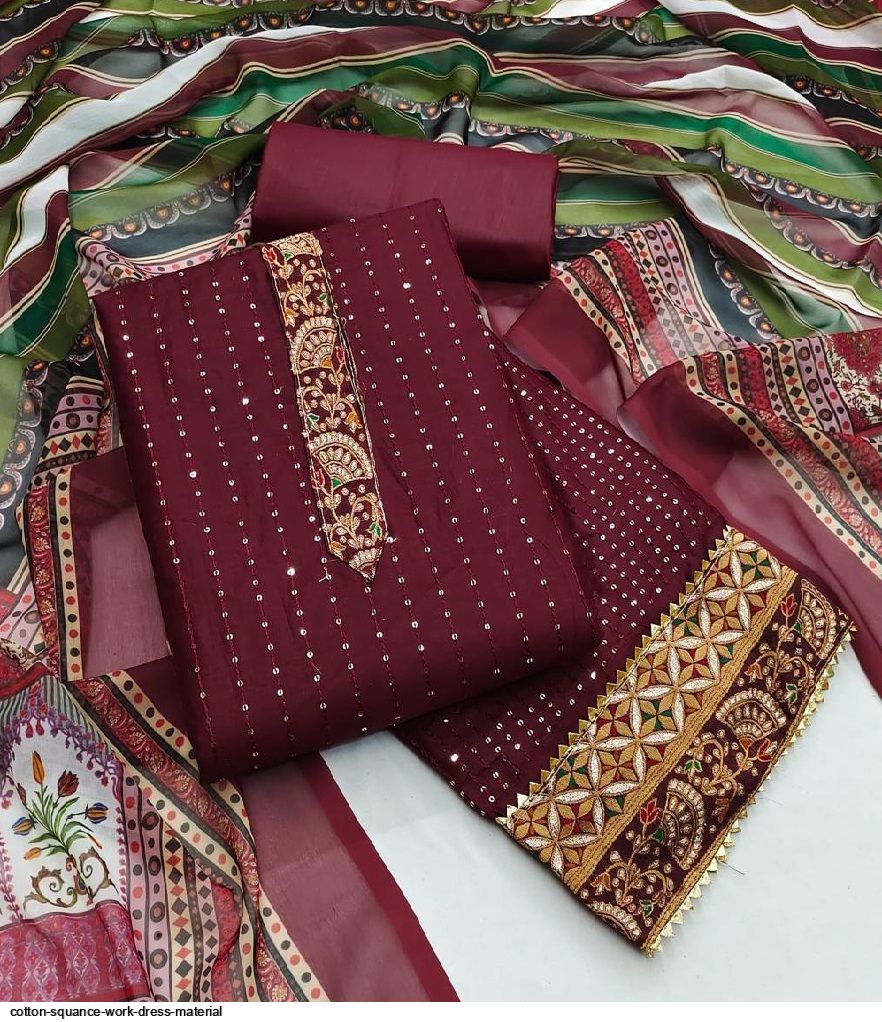 COTTON SQUANCE WORK DRESS MATERIAL