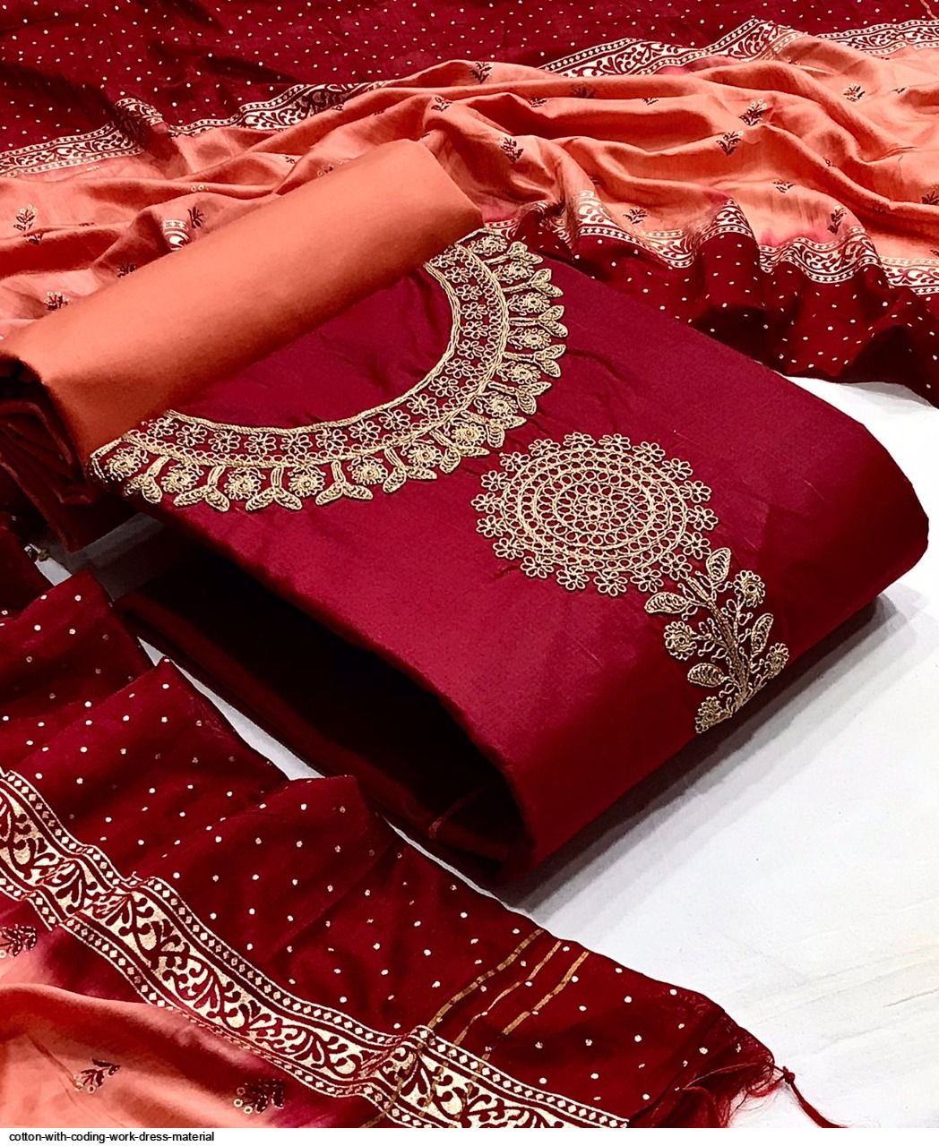 COTTON WITH CODING WORK dress material