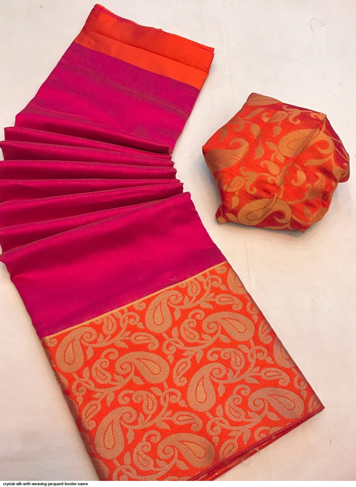Crystal silk with weaving jacquard border saree
