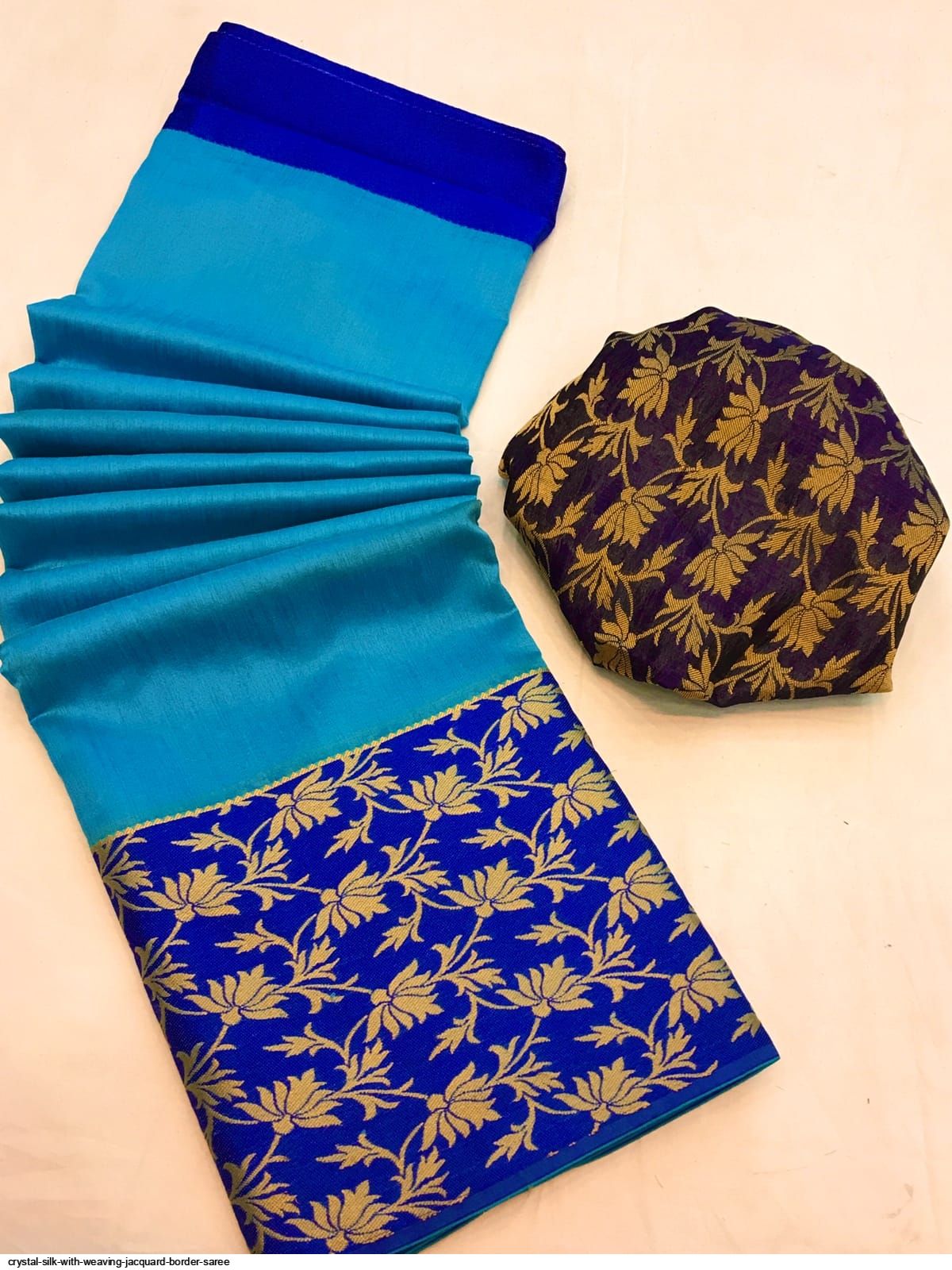 Crystal silk with weaving jacquard border saree