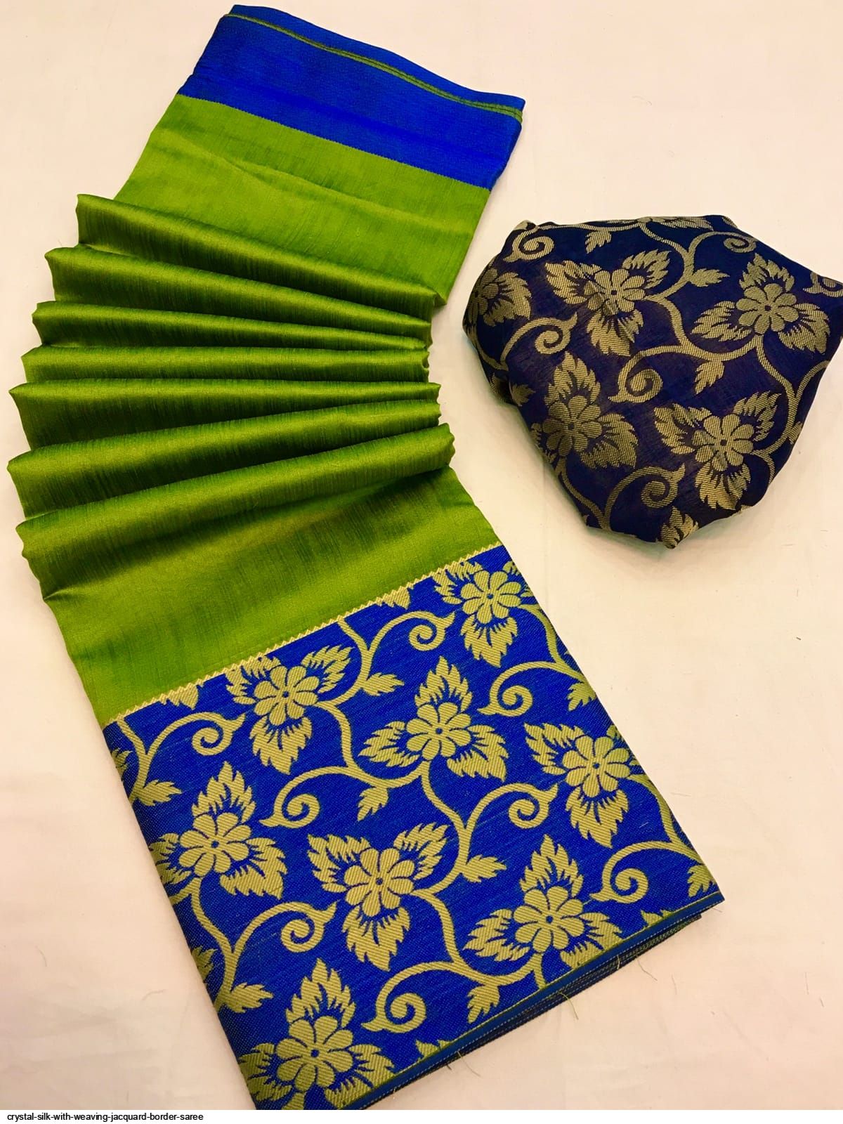 Crystal silk with weaving jacquard border saree