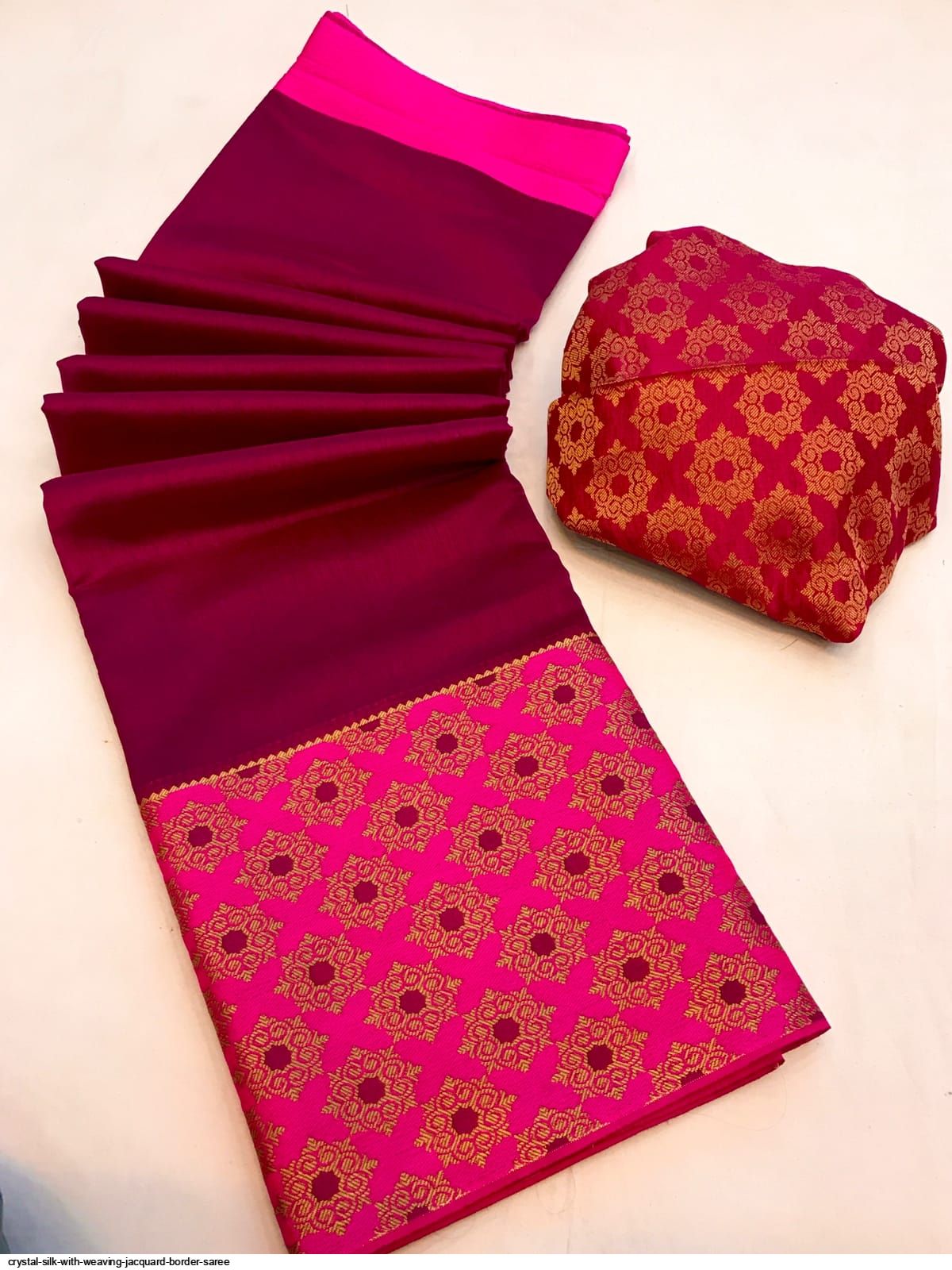Crystal silk with weaving jacquard border saree