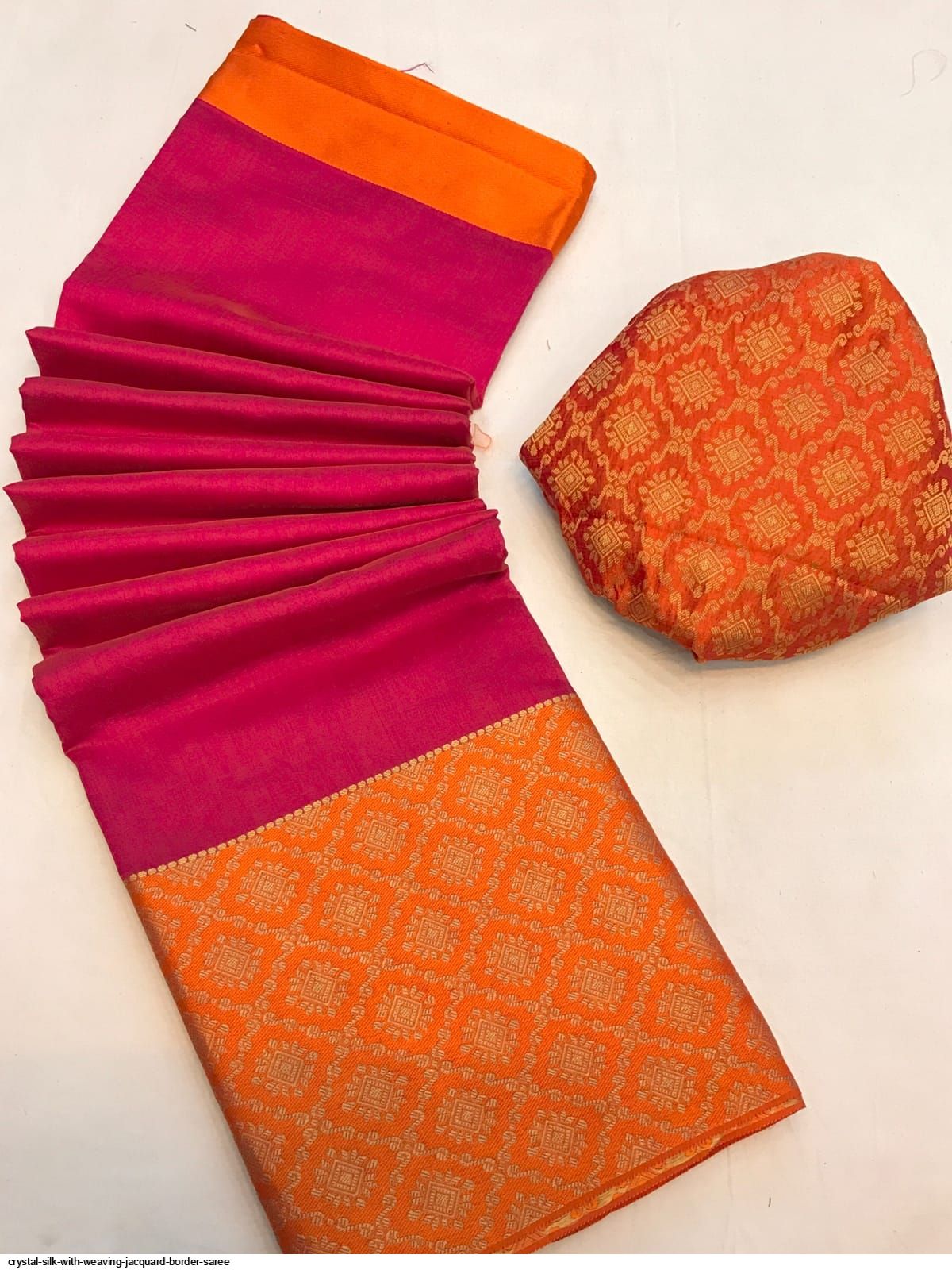 Crystal silk with weaving jacquard border saree