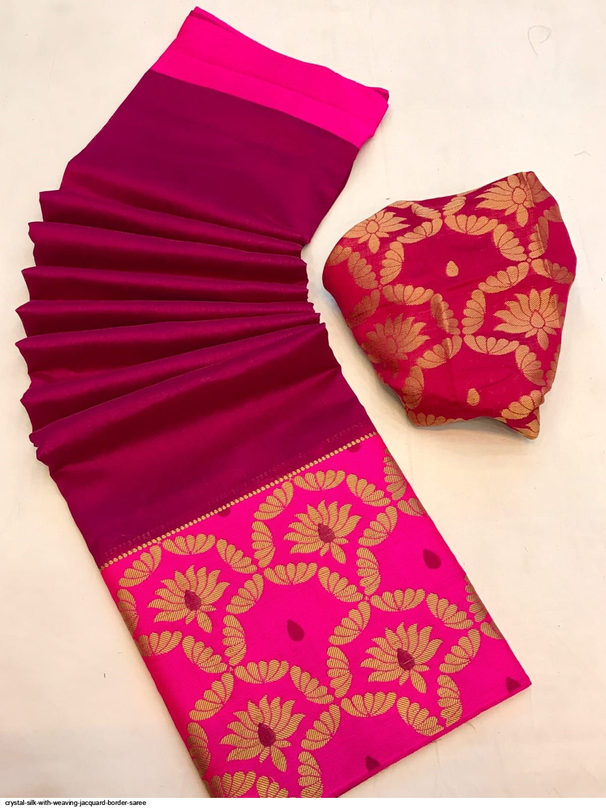 Crystal silk with weaving jacquard border saree