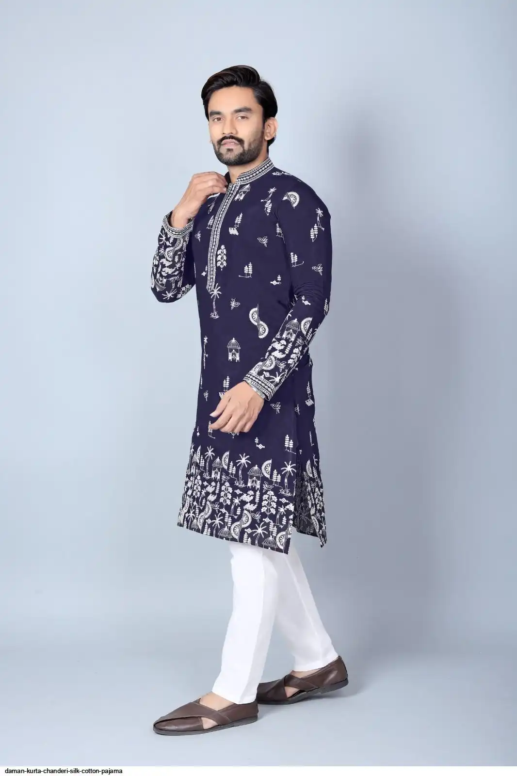 DAMAN KURTA Men's Chanderi Silk Kurta - Cotton Pajama Wholesale