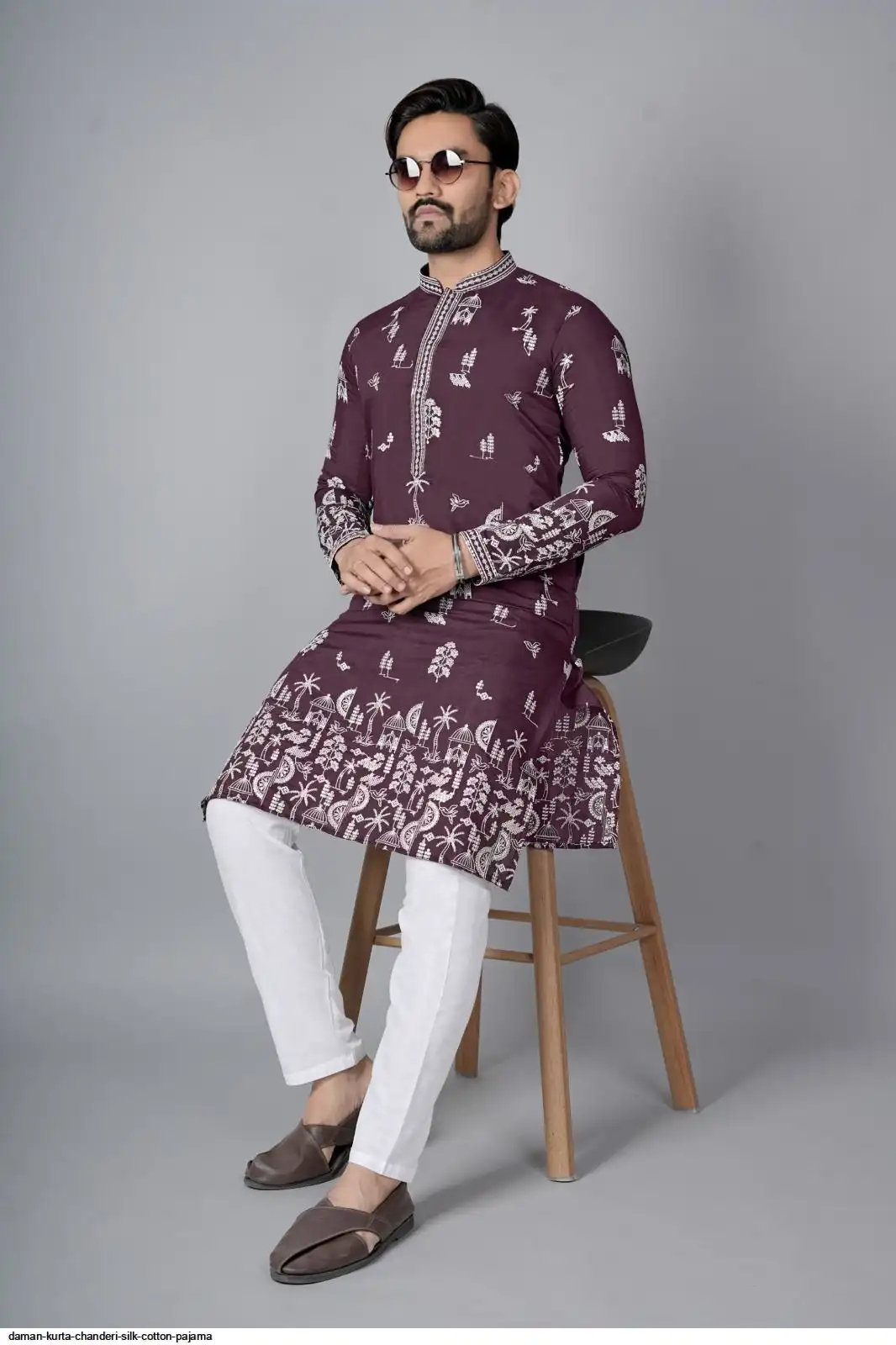 DAMAN KURTA Men's Chanderi Silk Kurta - Cotton Pajama Wholesale