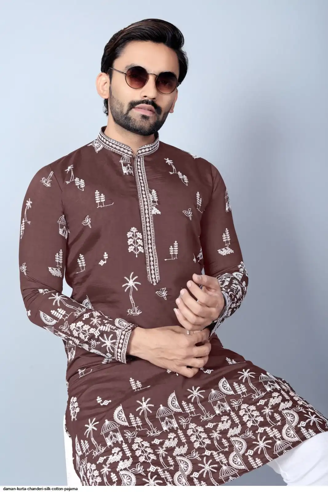 DAMAN KURTA Men's Chanderi Silk Kurta - Cotton Pajama Wholesale