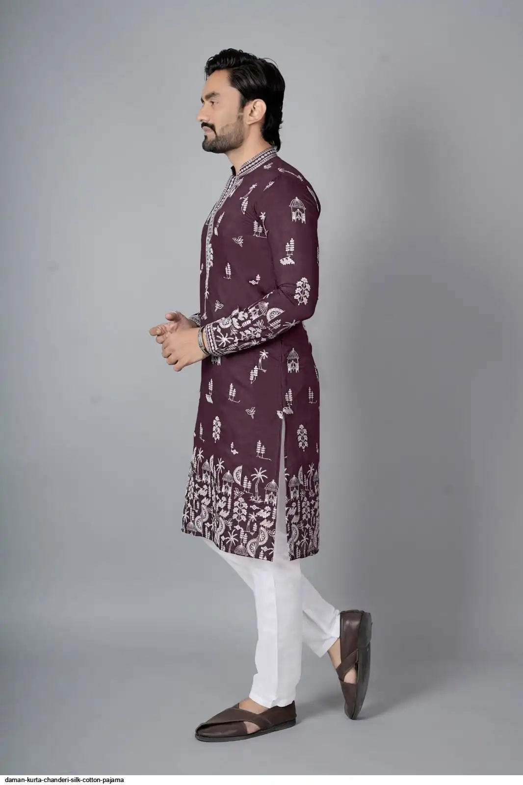 DAMAN KURTA Men's Chanderi Silk Kurta - Cotton Pajama Wholesale