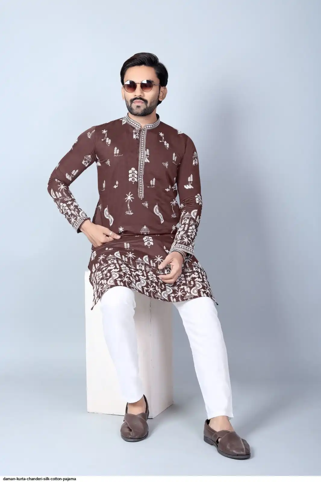 DAMAN KURTA Men's Chanderi Silk Kurta - Cotton Pajama Wholesale