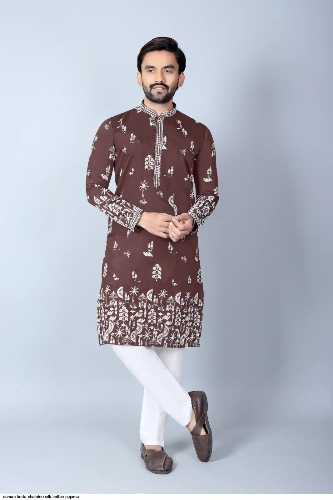 DAMAN KURTA Men's Chanderi Silk Kurta - Cotton Pajama Wholesale